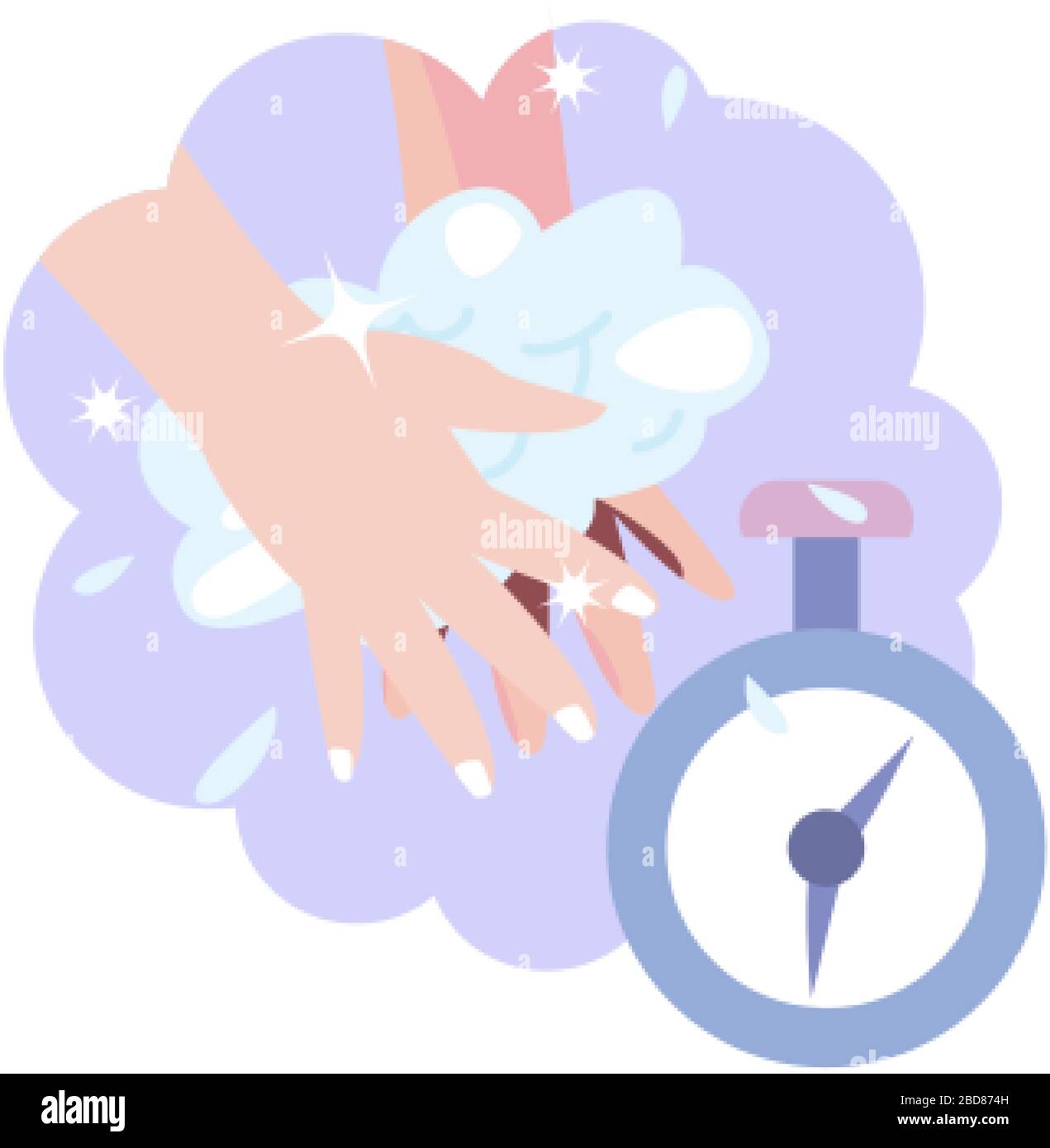 Hands washing with water soap and chronometer design, Hygiene wash ...