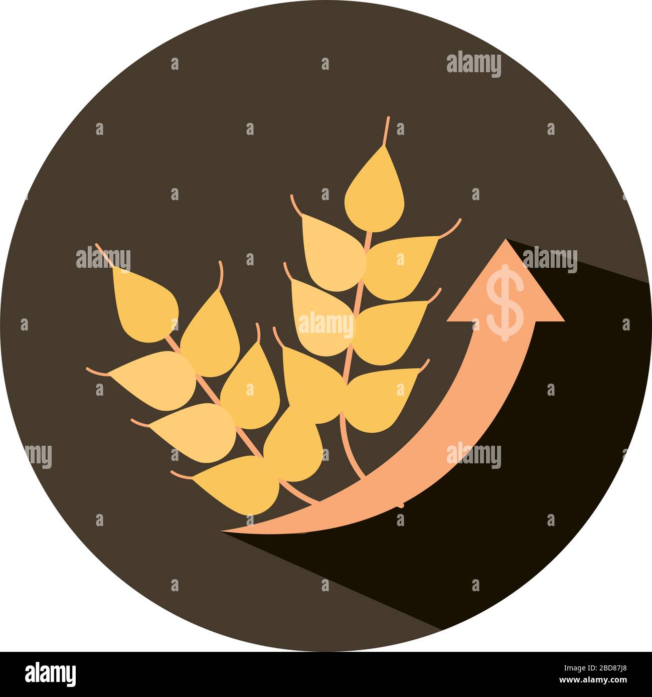 wheat agriculture product money up arrow, rising food prices, block ...