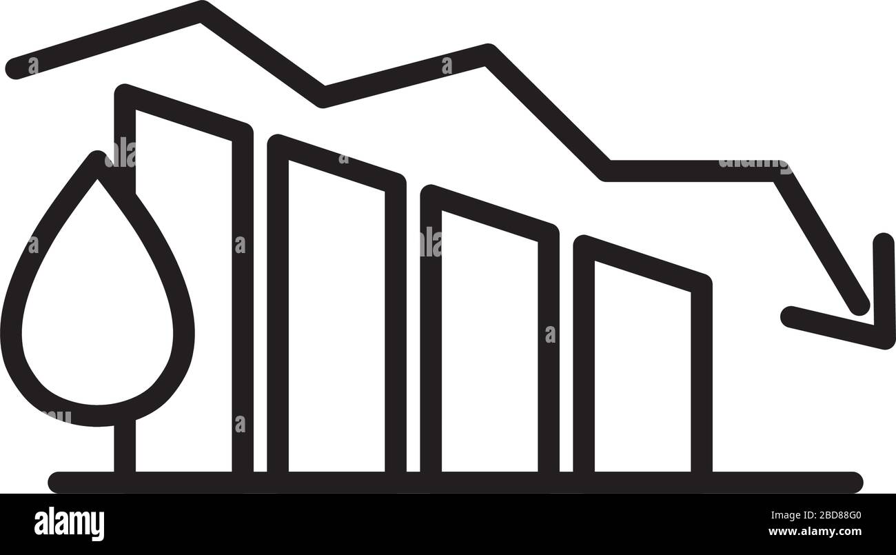 oil crash concept, graphic bar chart with oil drop and financial arrow ...