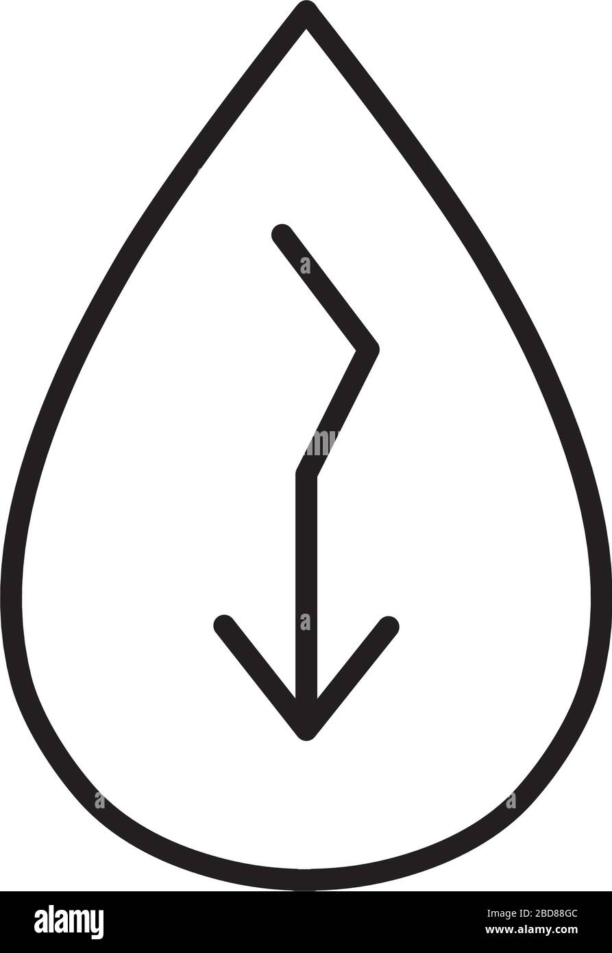 oil crash concept, oil drop with down arrow icon over white background ...
