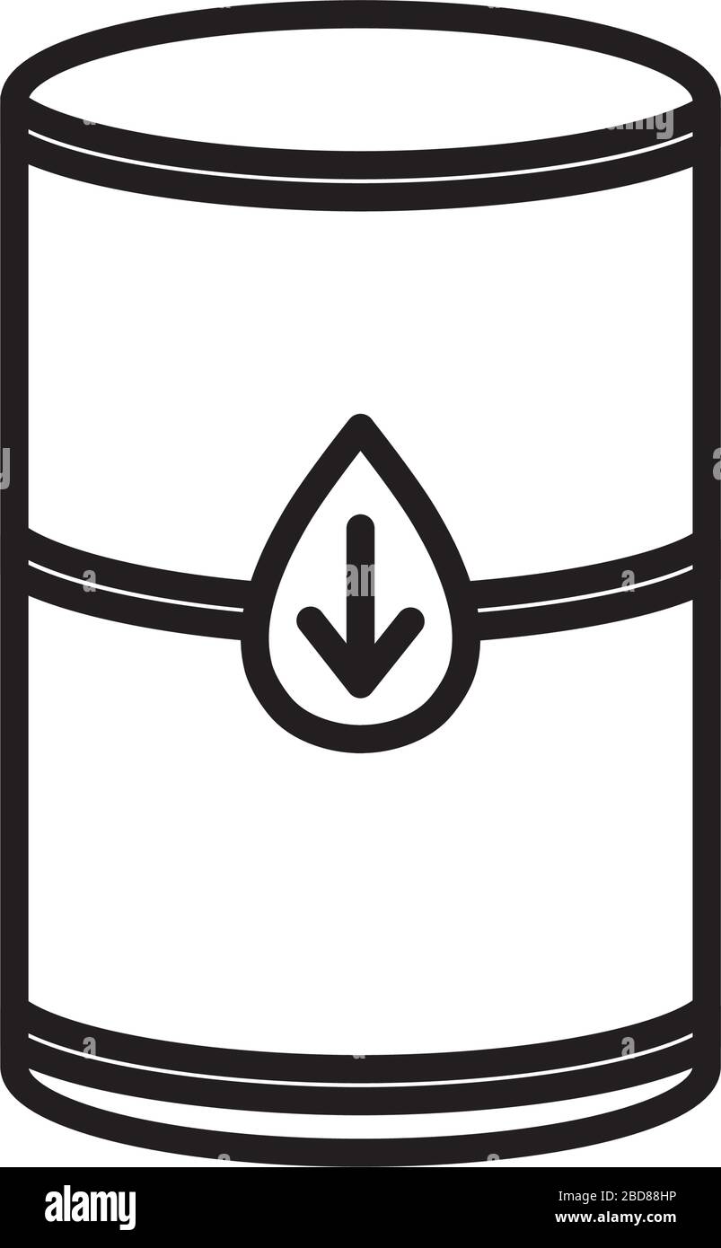 oil crash concept, oil barrel icon over white background, line style ...