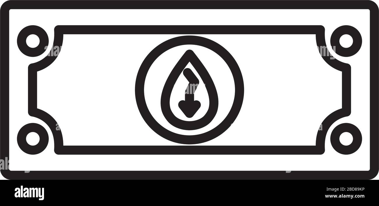 oil crash concept, money with oil drop with arrow down icon over white ...