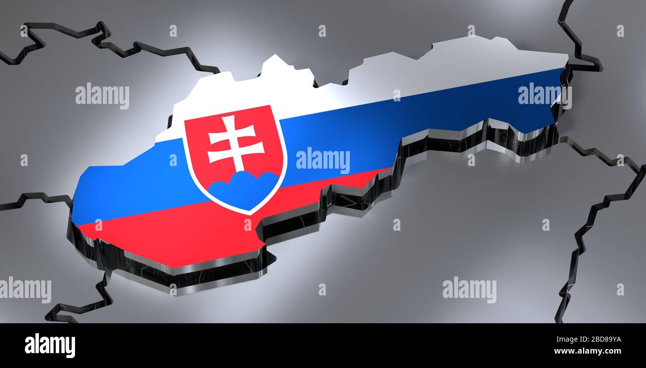 Slovakia - country borders and flag - 3D illustration Stock Photo - Alamy