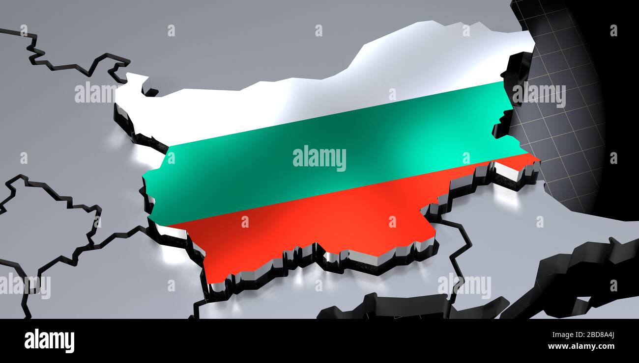 Bulgaria - country borders and flag - 3D illustration Stock Photo - Alamy
