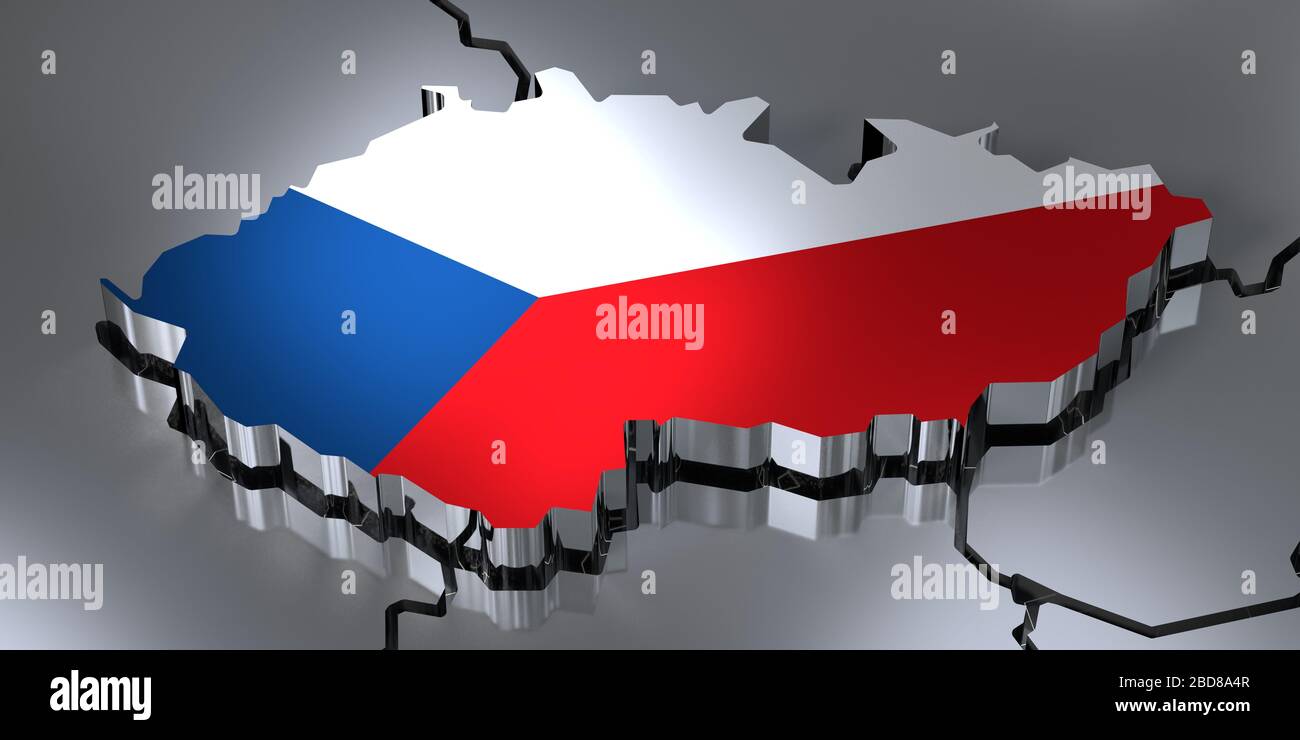 Czech Republic - country borders and flag - 3D illustration Stock Photo ...