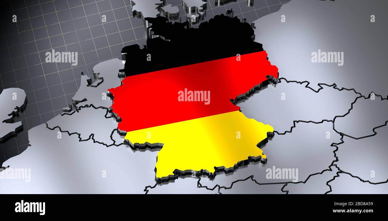 Germany - country borders and flag - 3D illustration Stock Photo - Alamy