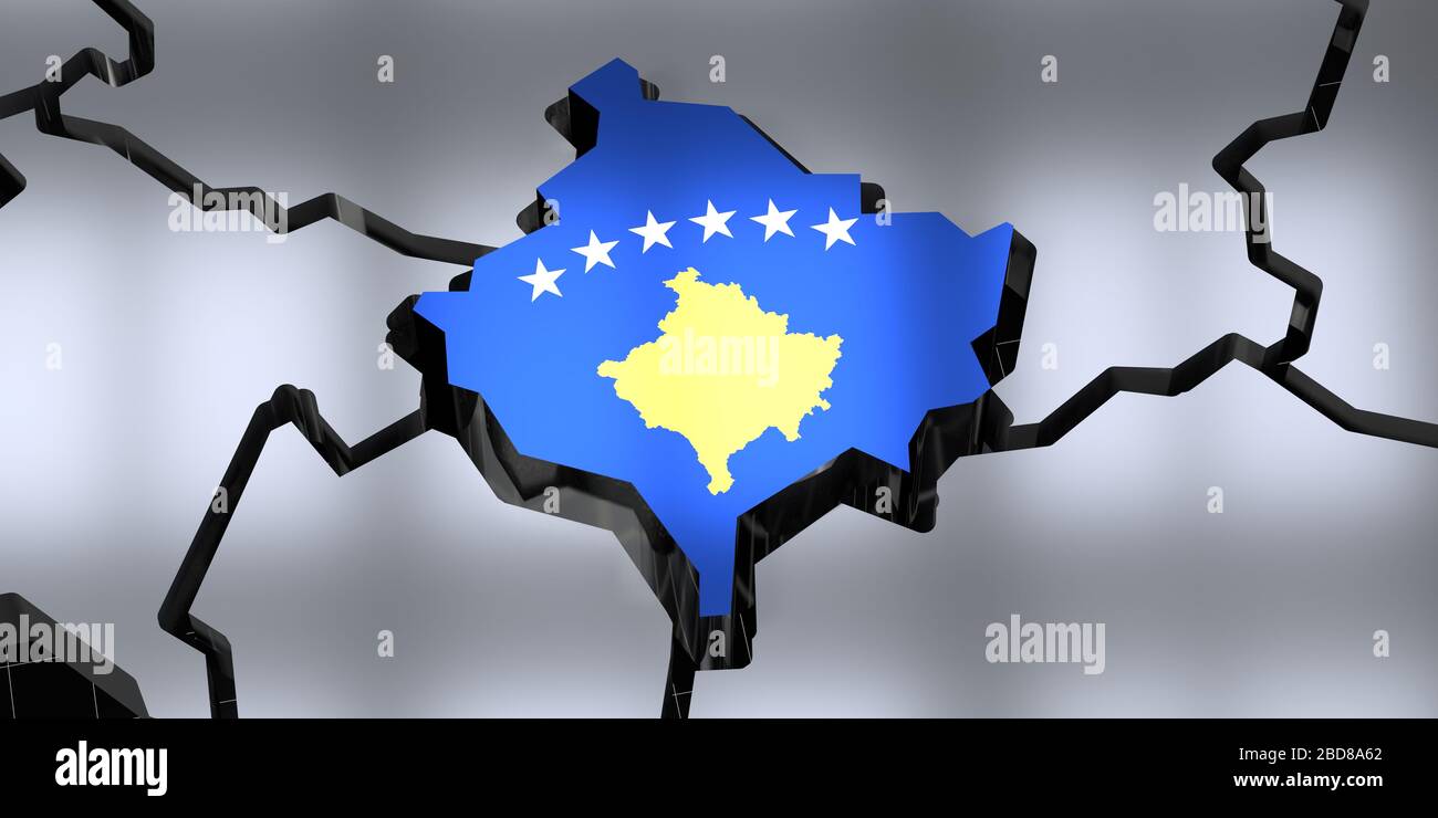 Kosovo - country borders and flag - 3D illustration Stock Photo - Alamy