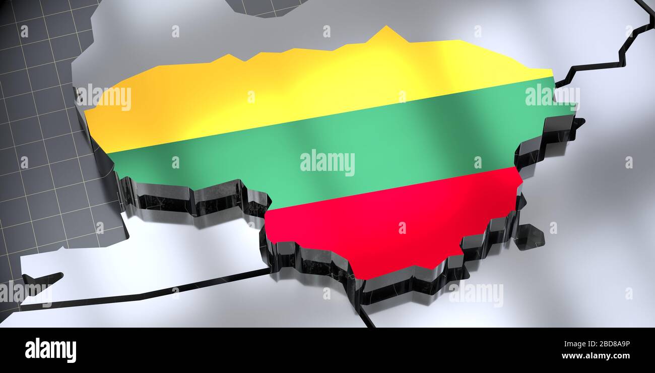Lithuania - country borders and flag - 3D illustration Stock Photo - Alamy