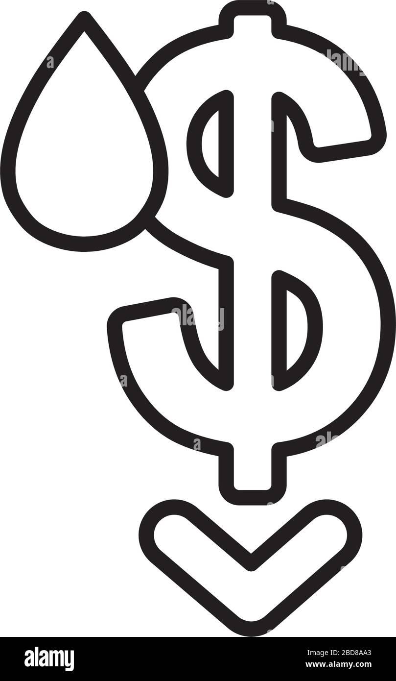 oil crash concept, money symbol and drop icon over white background ...