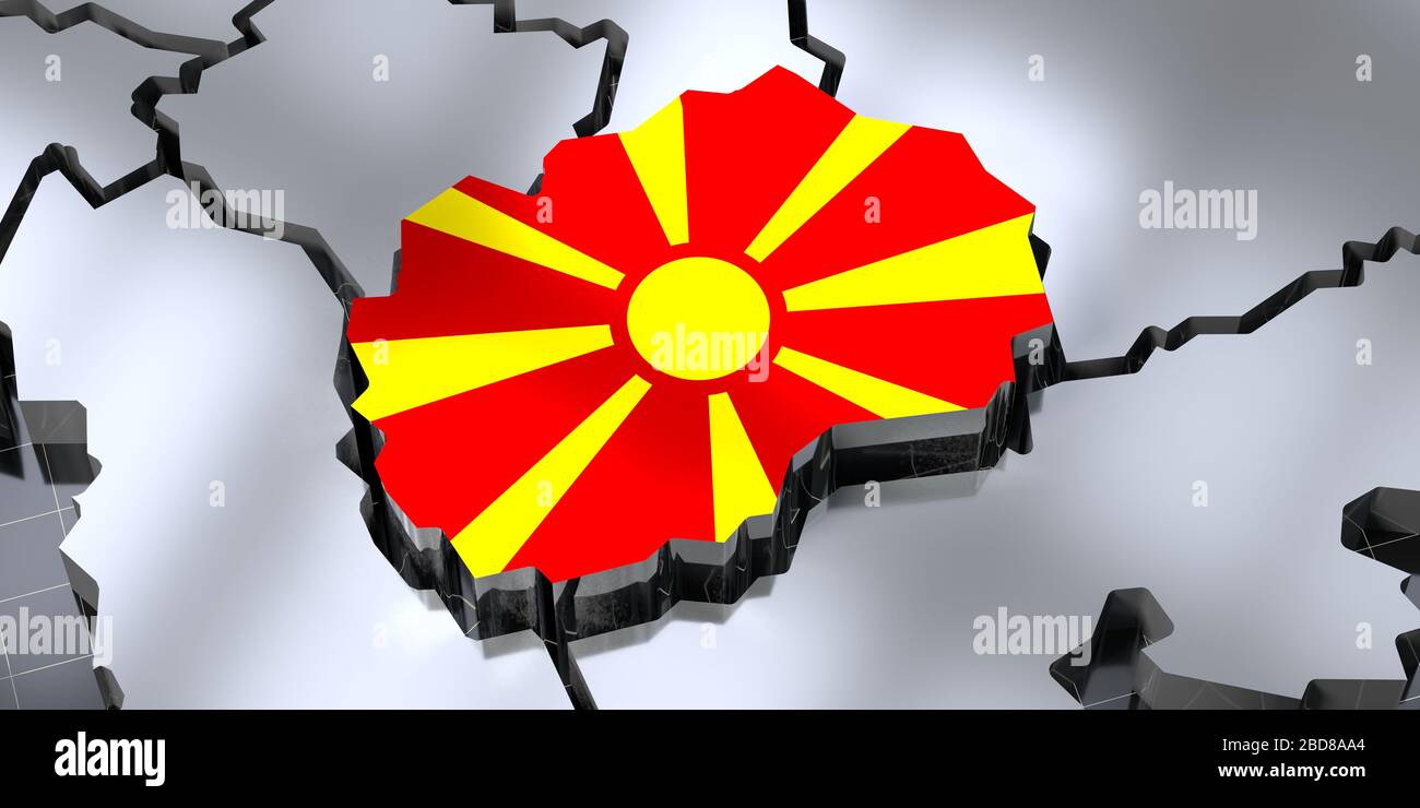 Macedonia - country borders and flag - 3D illustration Stock Photo - Alamy