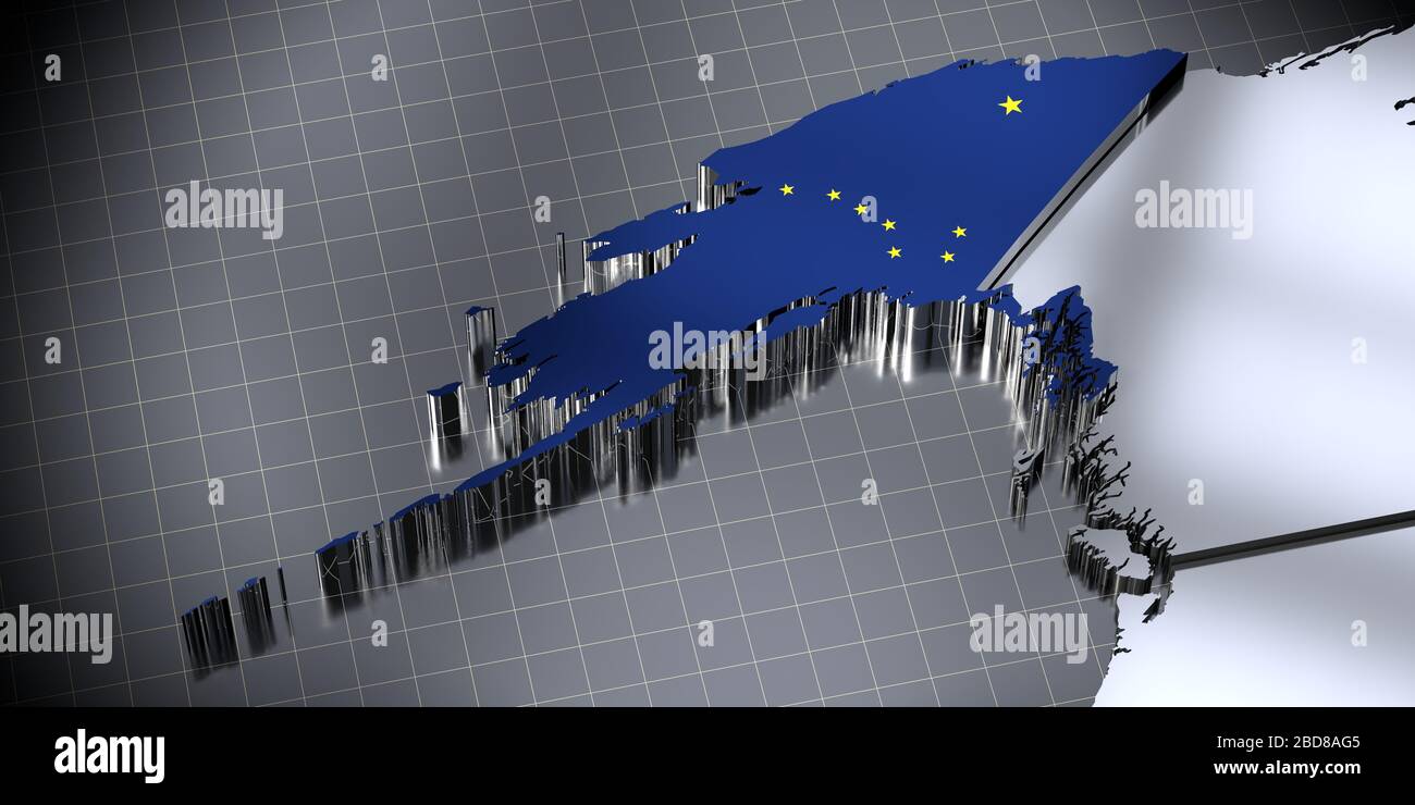 Alaska - borders and flag - 3D illustration Stock Photo - Alamy