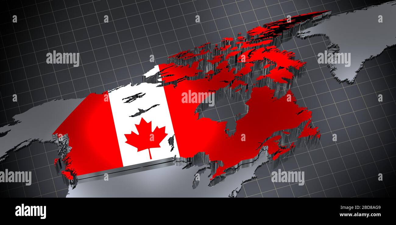 Canada - country borders and flag - 3D illustration Stock Photo - Alamy