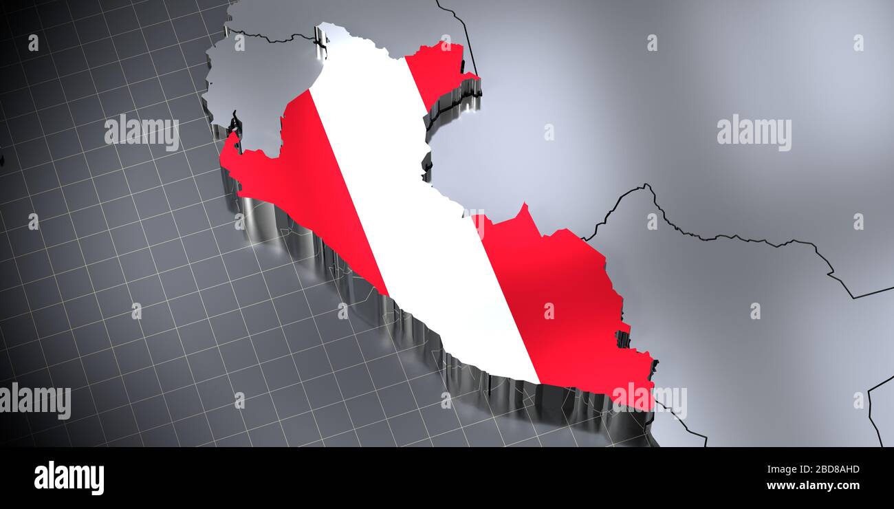 Peru - borders and flag - 3D illustration Stock Photo - Alamy