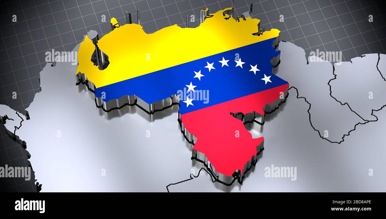 Venezuela - borders and flag - 3D illustration Stock Photo - Alamy