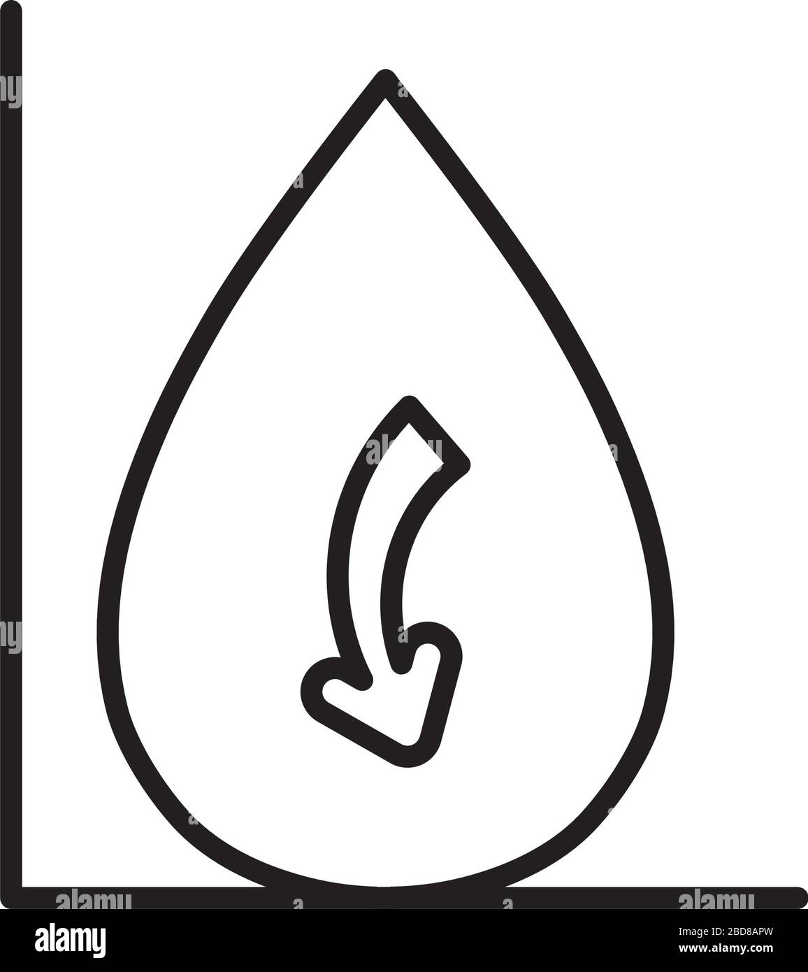 oil crash concept, graphic chart with oil drop icon over white ...