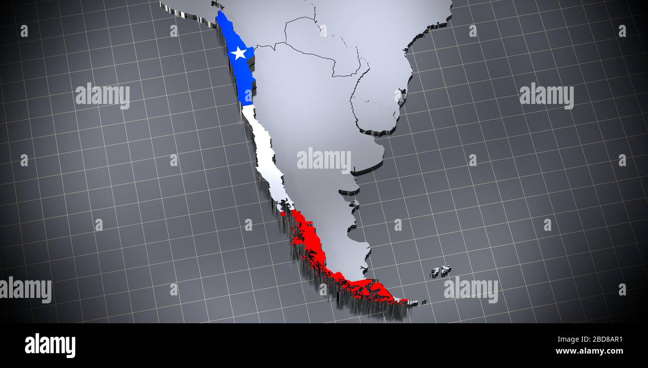 Chile - borders and flag - 3D illustration Stock Photo - Alamy