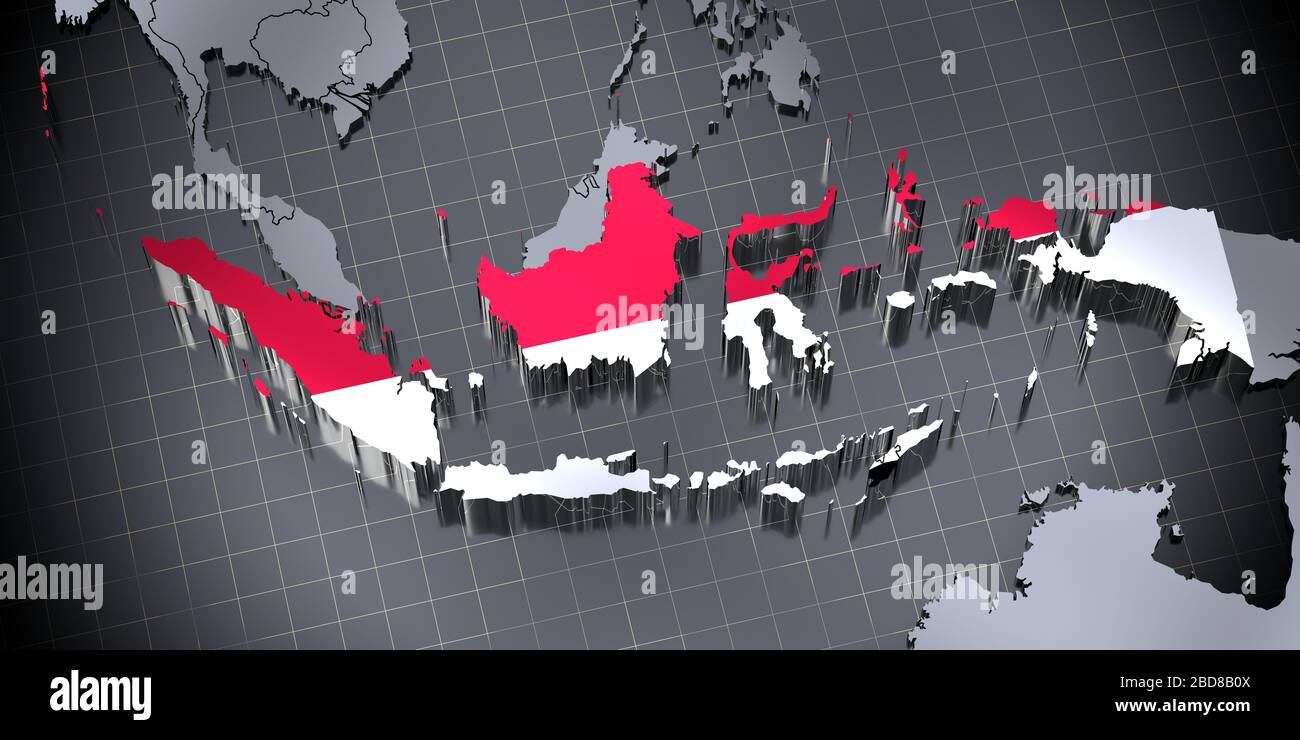 Indonesia - borders and flag - 3D illustration Stock Photo - Alamy