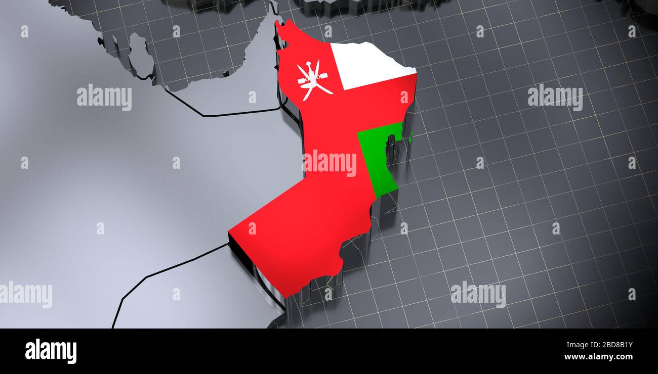 Oman - borders and flag - 3D illustration Stock Photo - Alamy