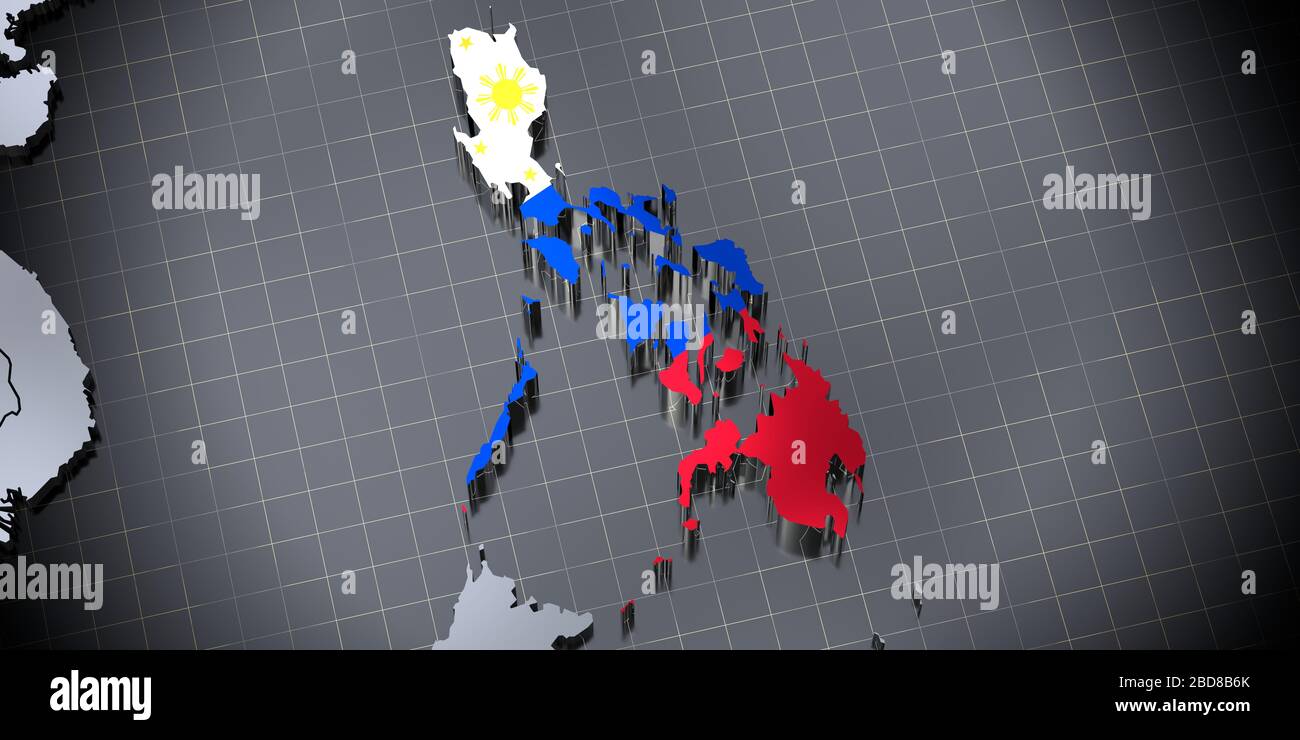Philippines - borders and flag - 3D illustration Stock Photo - Alamy