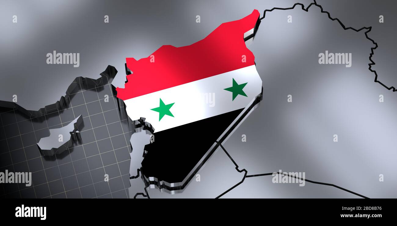 Syria - borders and flag - 3D illustration Stock Photo - Alamy
