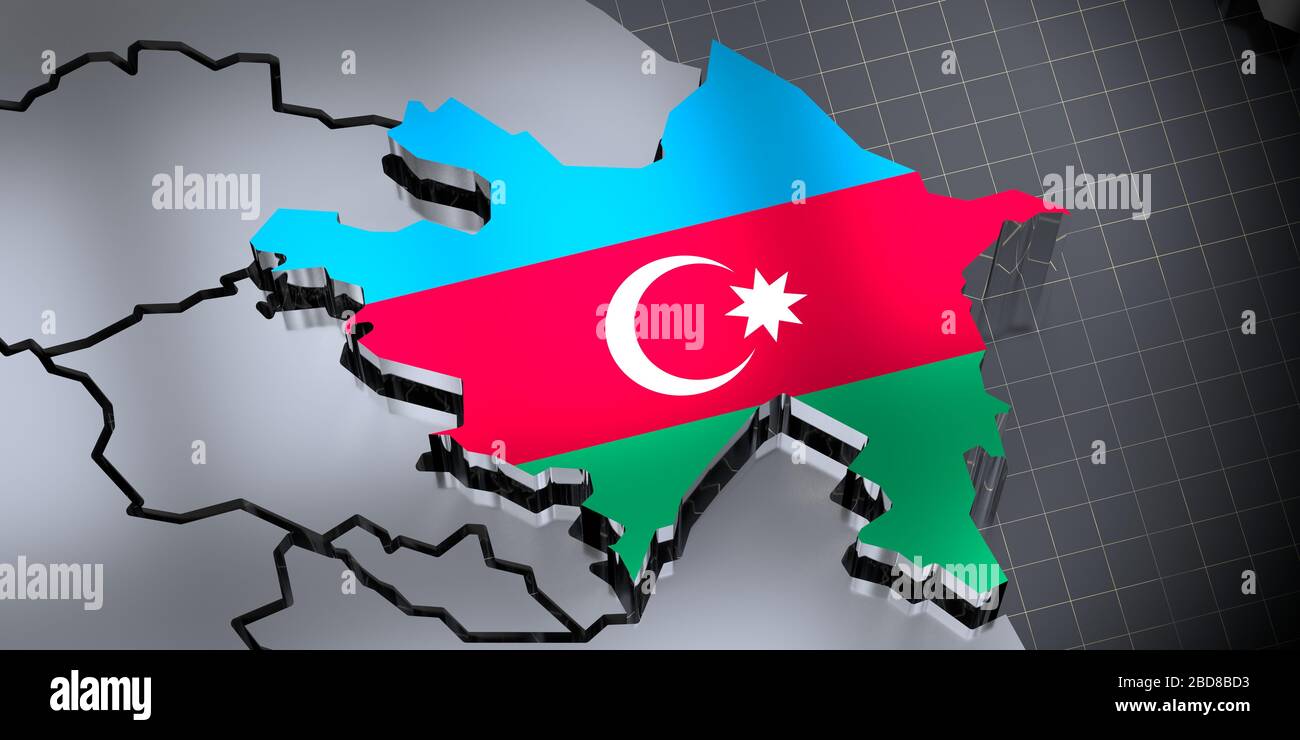 Azerbaijan - borders and flag - 3D illustration Stock Photo - Alamy