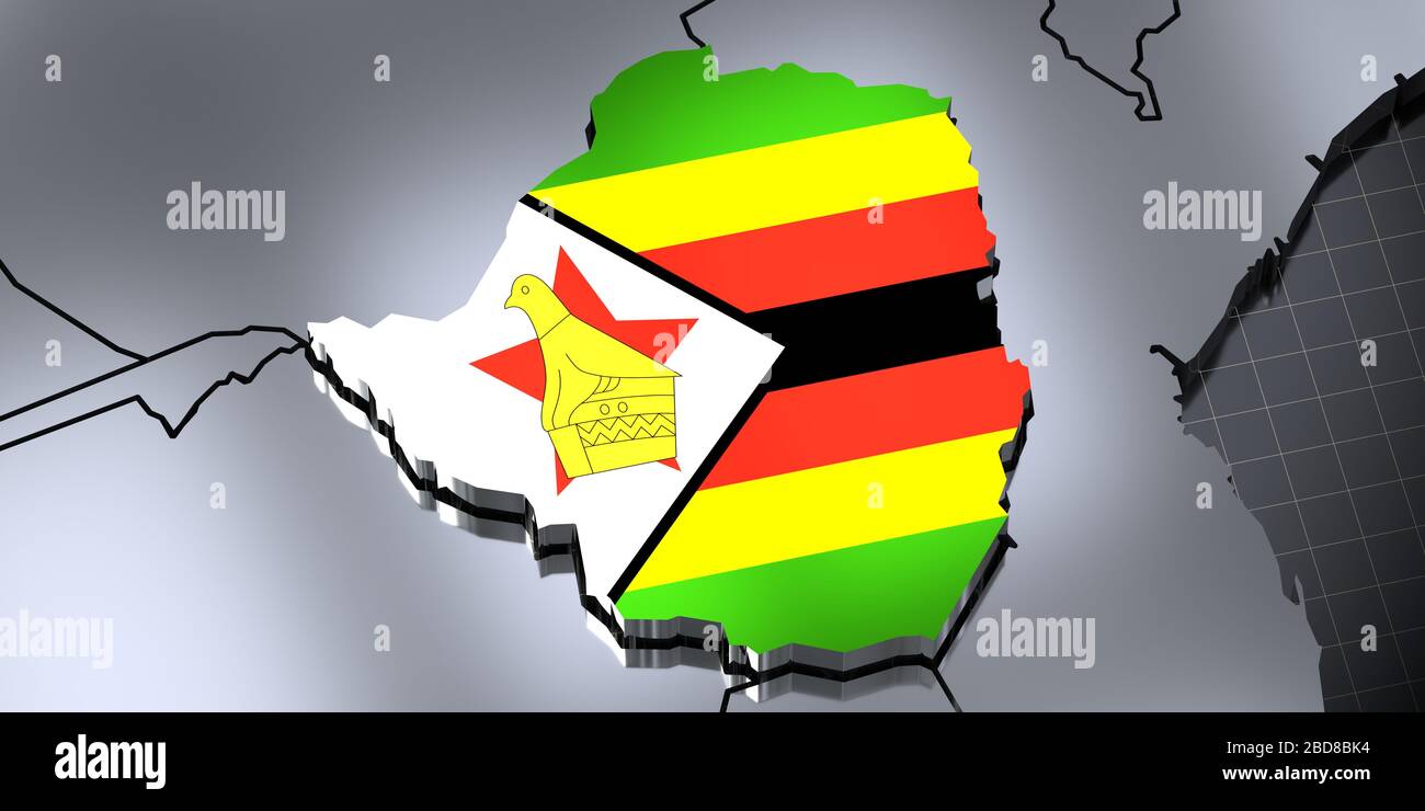 Zimbabwe - borders and flag - 3D illustration Stock Photo - Alamy