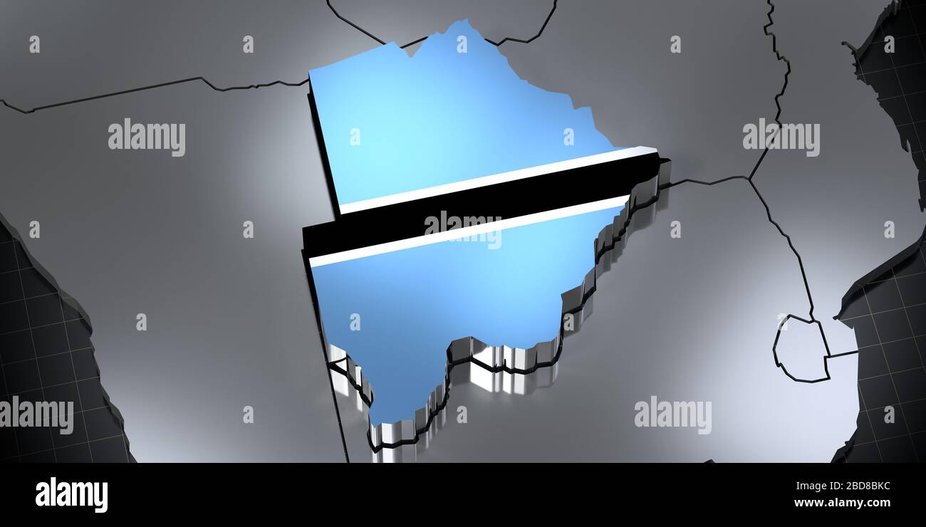 Botswana - borders and flag - 3D illustration Stock Photo - Alamy