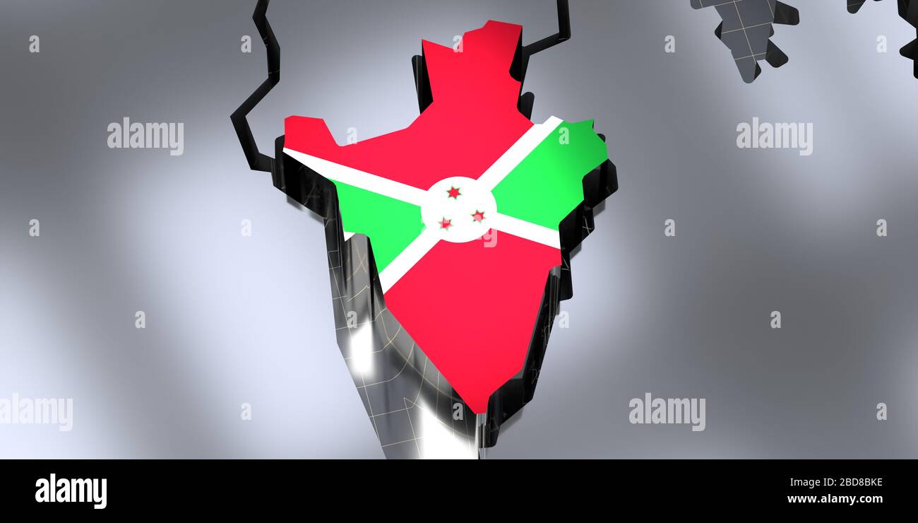 Burundi - borders and flag - 3D illustration Stock Photo - Alamy