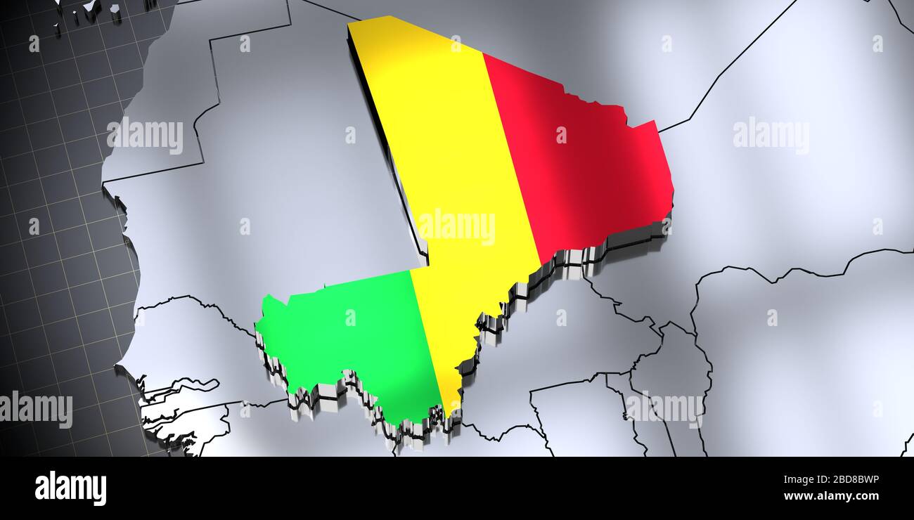 Mali - borders and flag - 3D illustration Stock Photo - Alamy