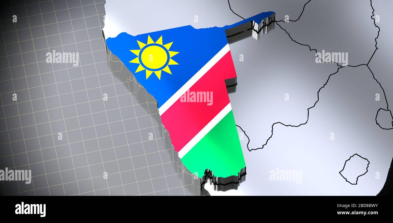 Namibia - borders and flag - 3D illustration Stock Photo - Alamy