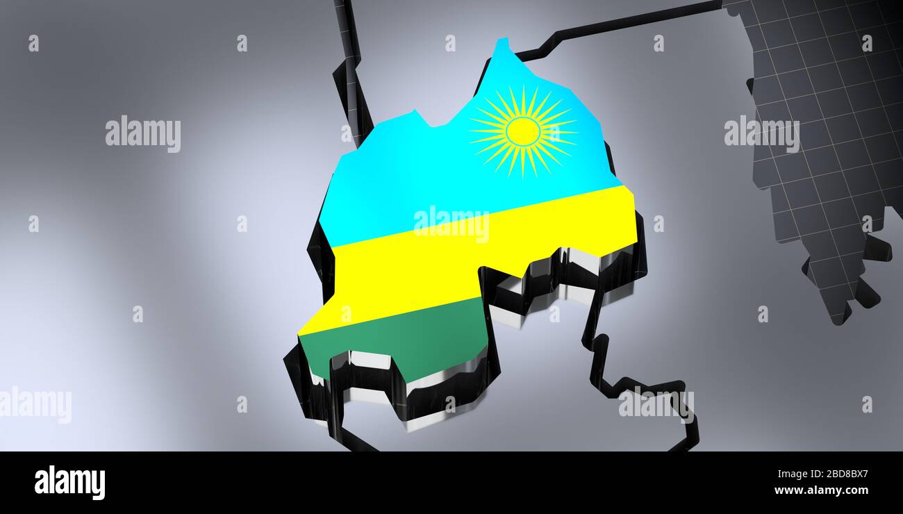 Rwanda - borders and flag - 3D illustration Stock Photo - Alamy