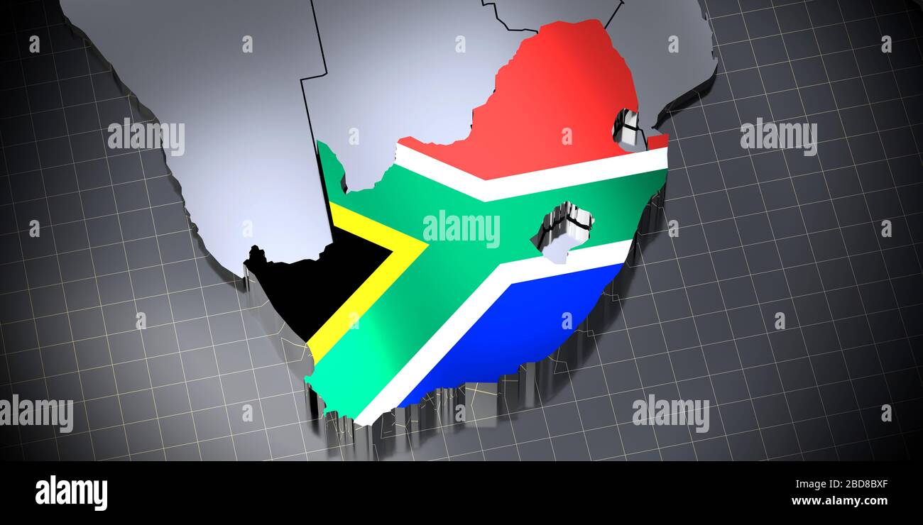 South Africa - borders and flag - 3D illustration Stock Photo - Alamy
