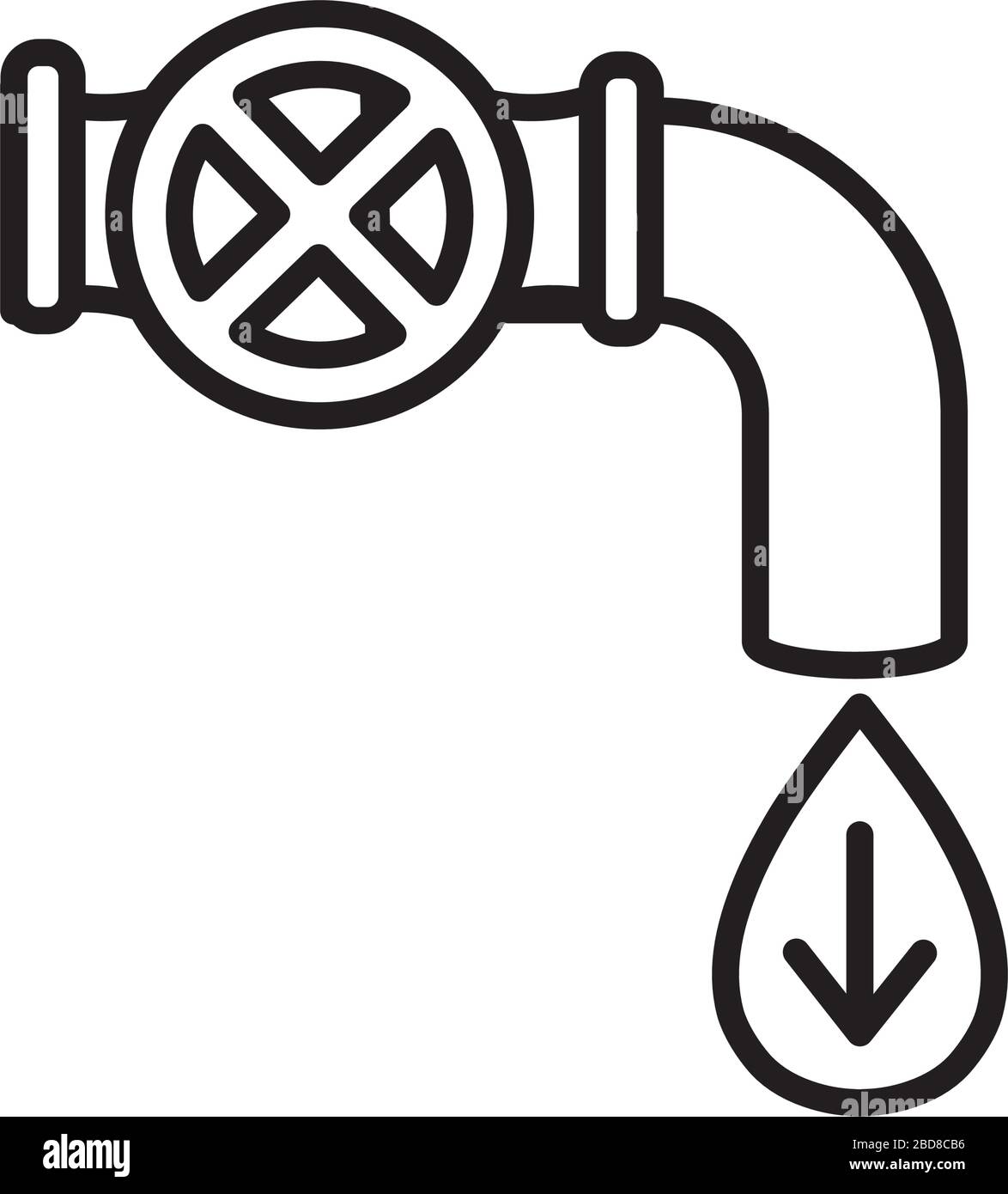 oil crash concept, oil faucet with drop with arrow down icon over white ...