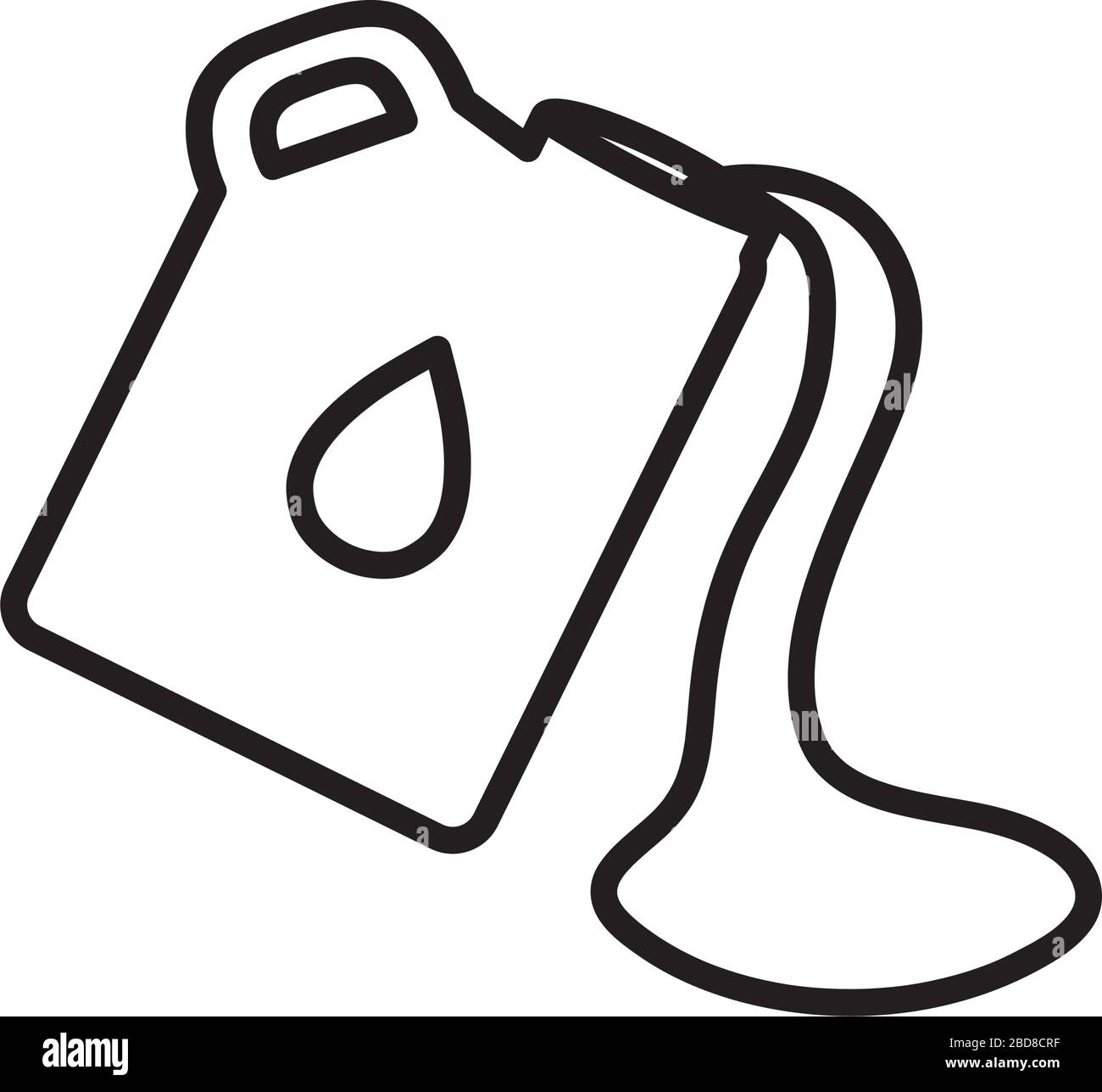 oil crash concept, spilled oil gallon icon over white background, line ...