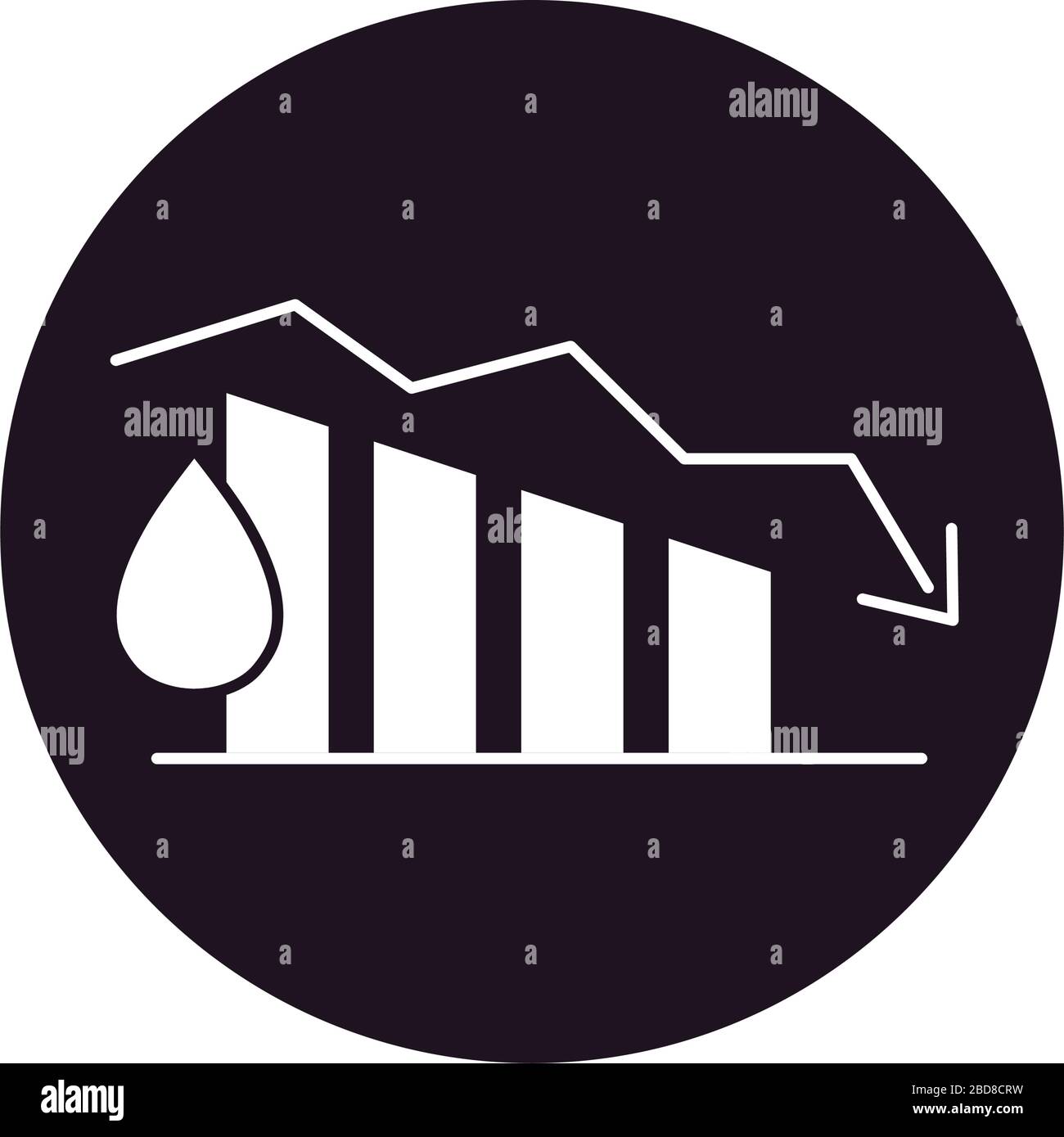 oil crash concept, graphic bar chart with oil drop and financial arrow ...