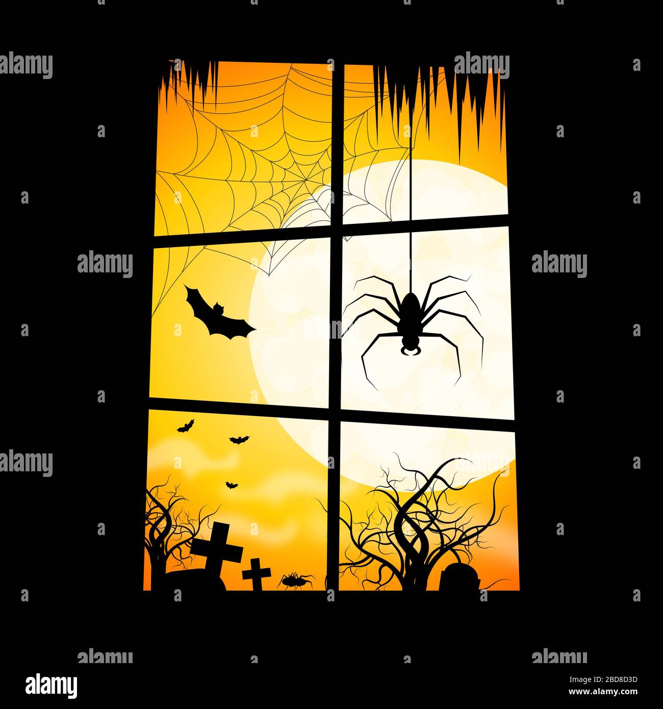 Halloween illustration - spooky window Stock Photo - Alamy