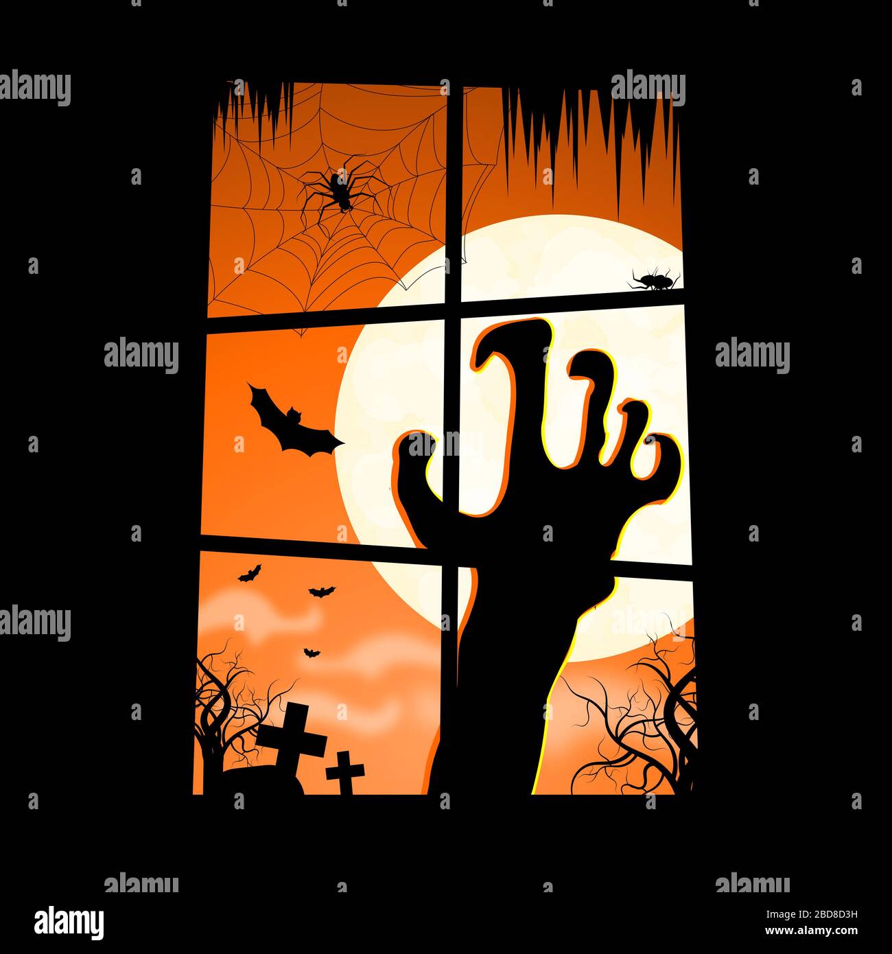 Halloween illustration - spooky window Stock Photo - Alamy