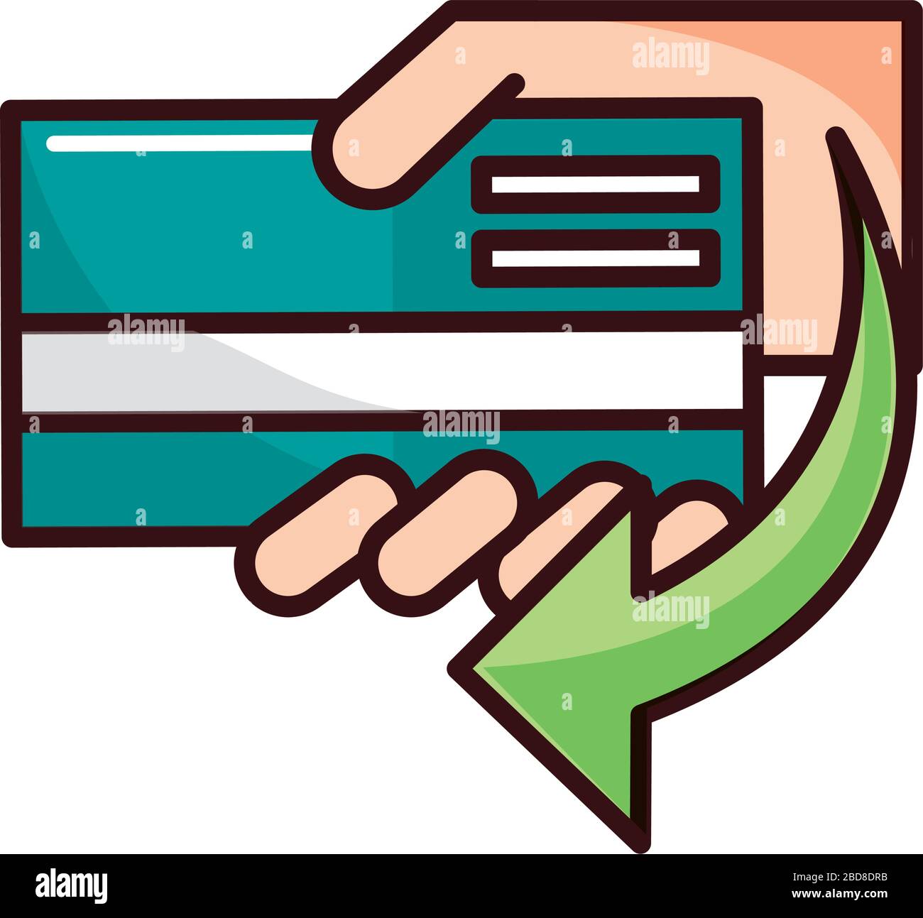 hand with bank card debit and credit shopping or payment mobile banking ...