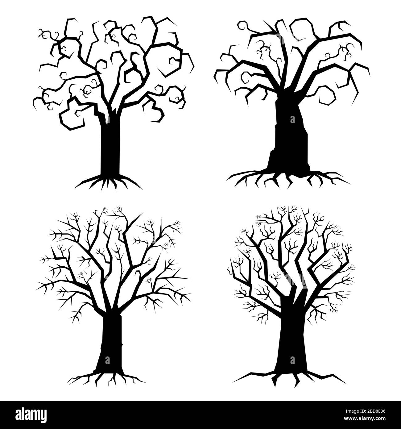 Spooky trees illustration Black and White Stock Photos & Images - Alamy