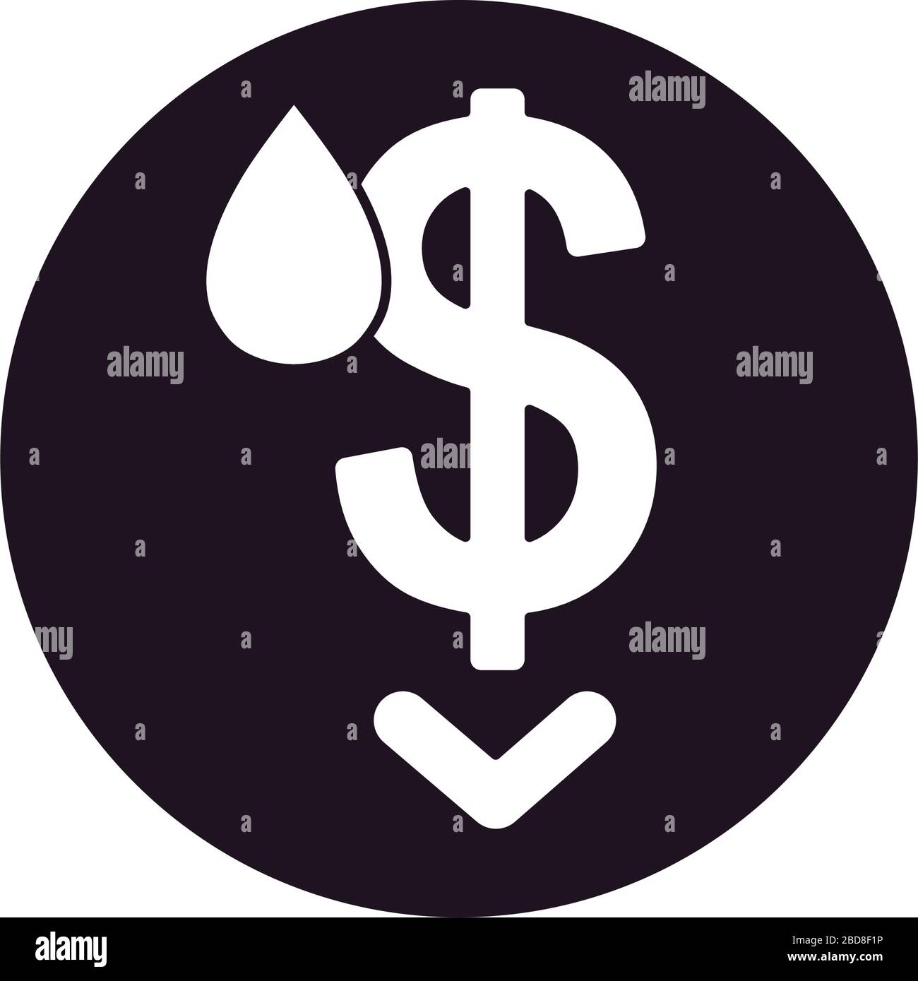oil crash concept, money symbol and drop icon over white background ...