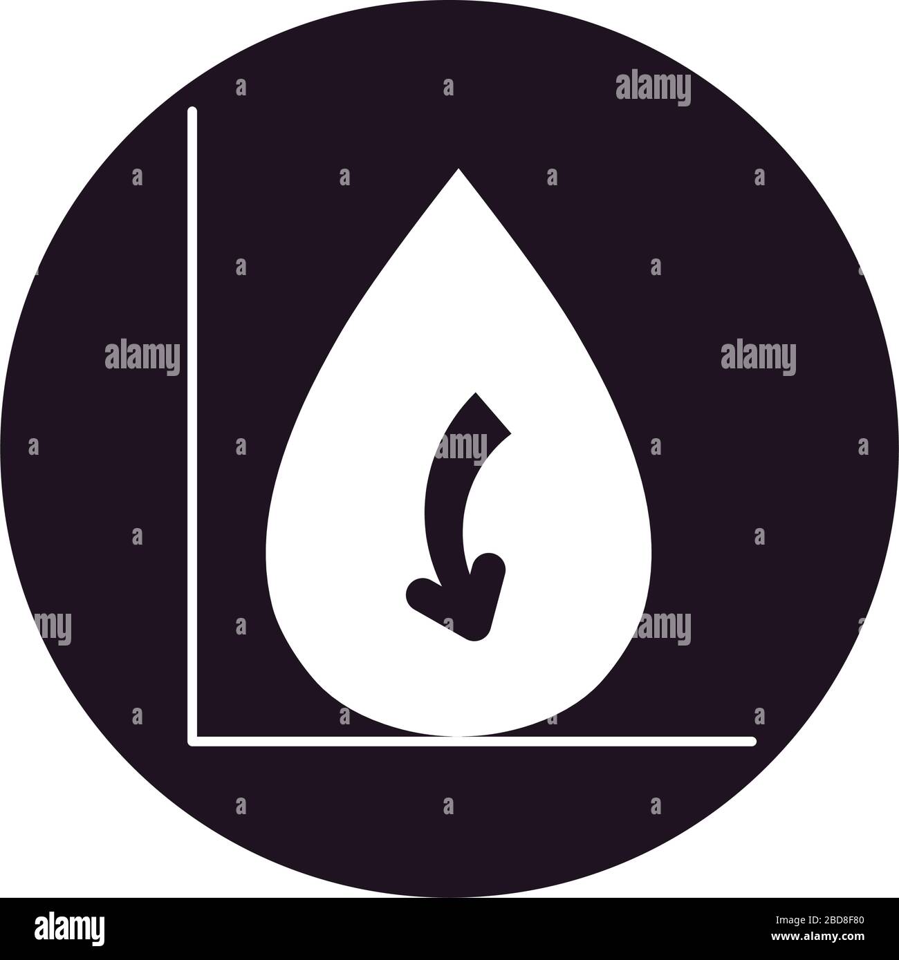 oil crash concept, graphic chart with oil drop icon over white ...