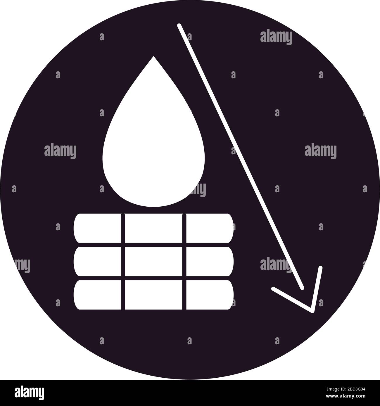 oil crash concept, oil drop on stacks and financial arrow down icon over white background ...