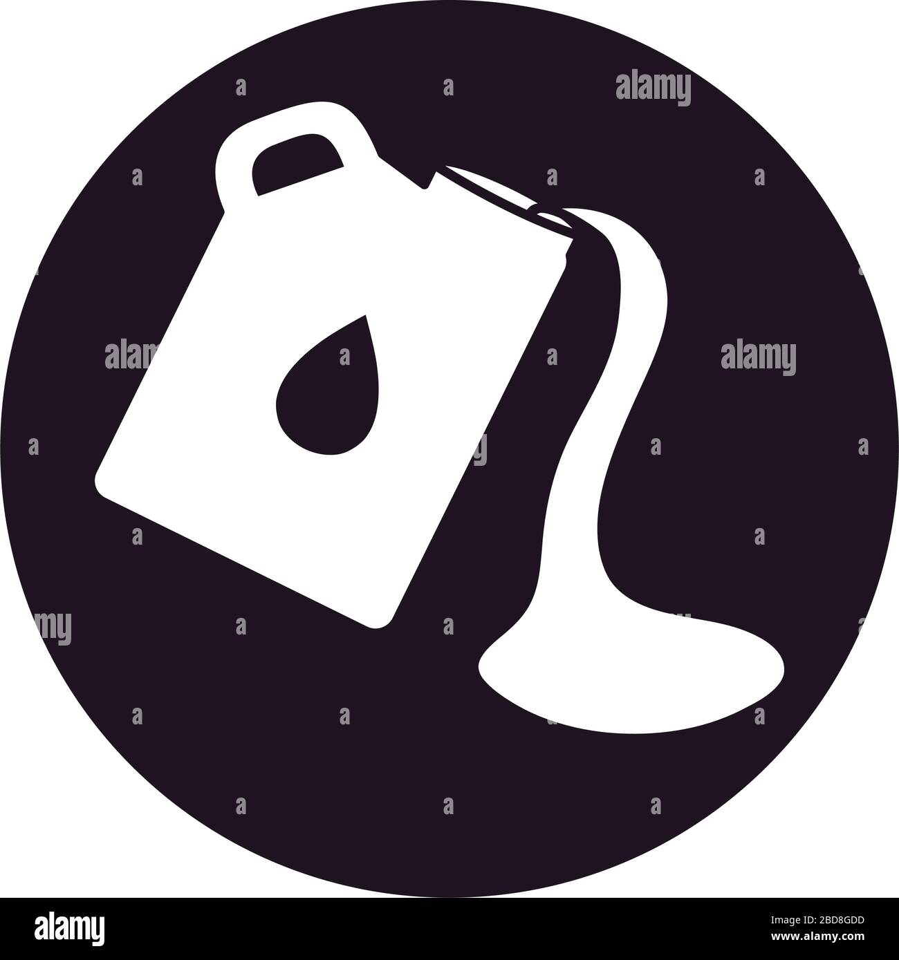 oil crash concept, spilled oil gallon icon over white background, silhouette style, vector ...