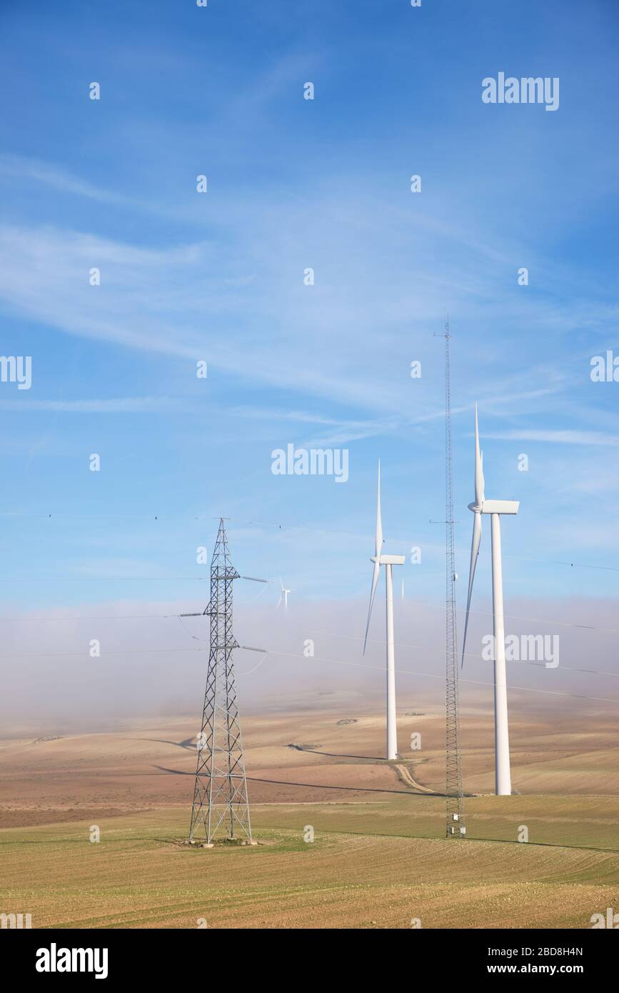 Wind turbines for sustainable electric energy production in Spain Stock ...