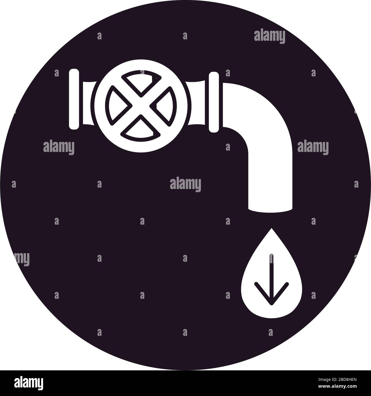 oil crash concept, oil faucet with drop with arrow down icon over white ...