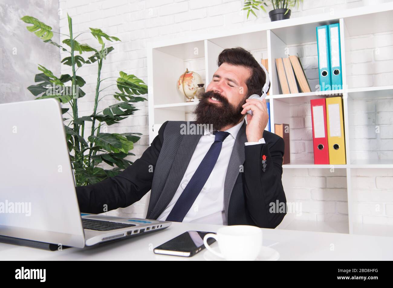 Calming activities. Crisis management. Inspiration concept. Boss at his ...