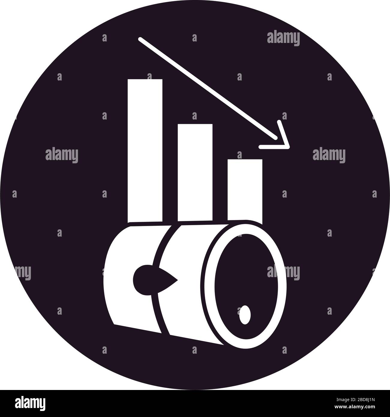 oil crash concept, graphic chart with oil barrel and arrow down icon ...