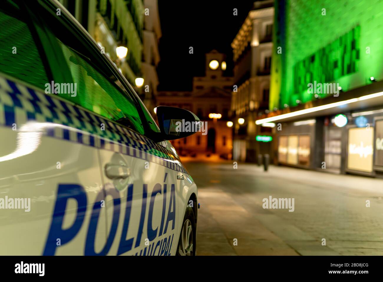 Police patrol car guarding the streets of Madrid Stock Photo - Alamy