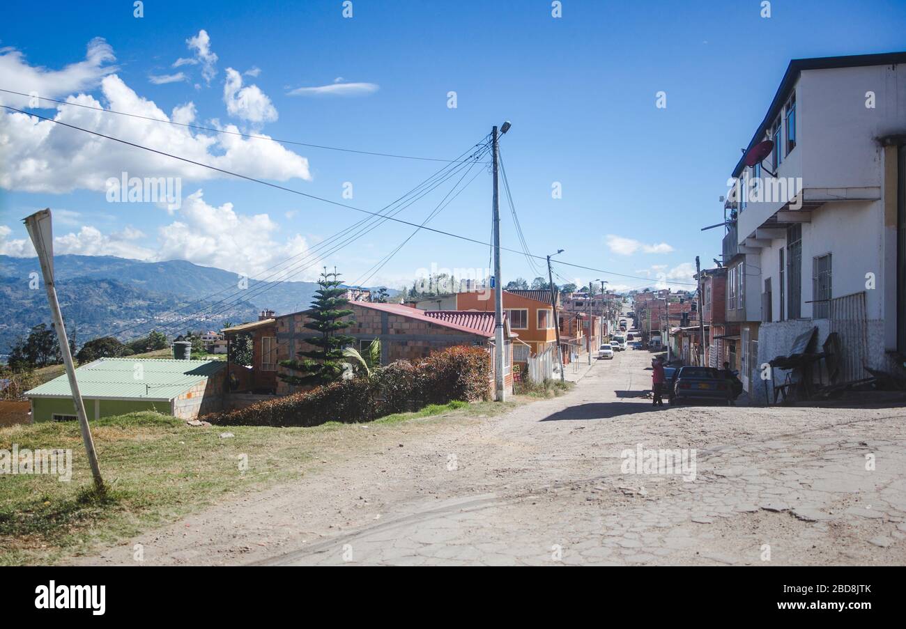 Dusty streets of the typical small town pueblo Choachi, an hour away ...