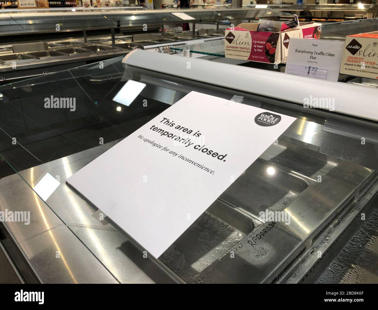 Closed down self-service food bars in a Whole Foods Market Stock Photo ...